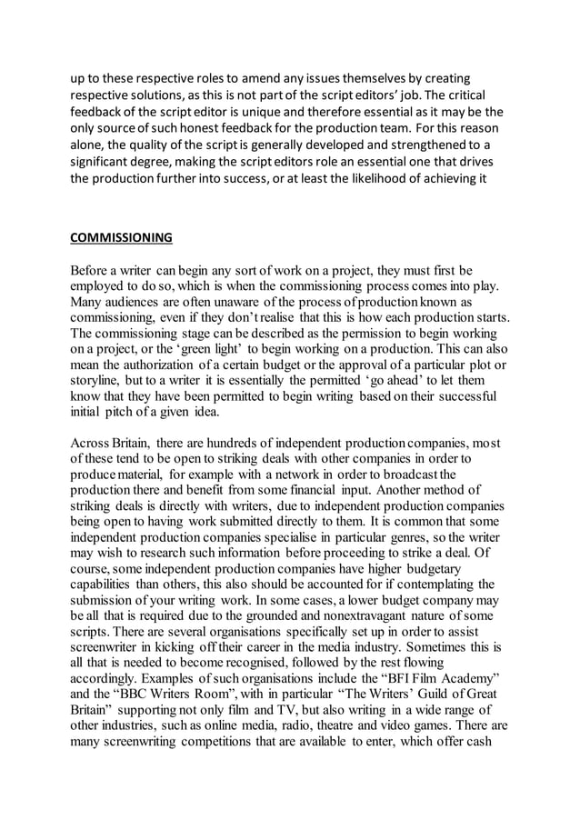 Exploring the role of a scriptwriter | DOCX