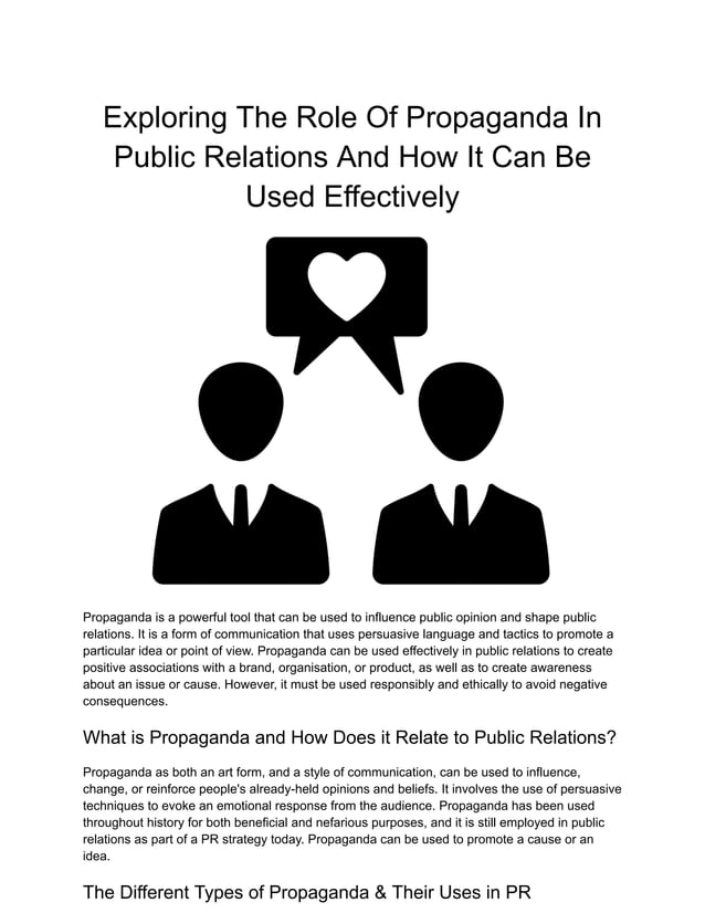 Exploring the Role of Propaganda in Public Relations and How it Can be ...