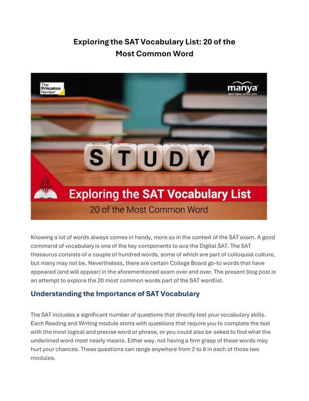 Examining the SAT Word List: 20 of the Most Frequently Used Words | PDF