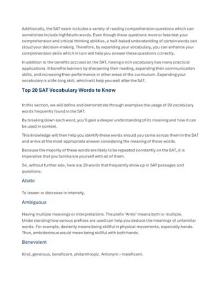 Examining the SAT Word List: 20 of the Most Frequently Used Words | PDF