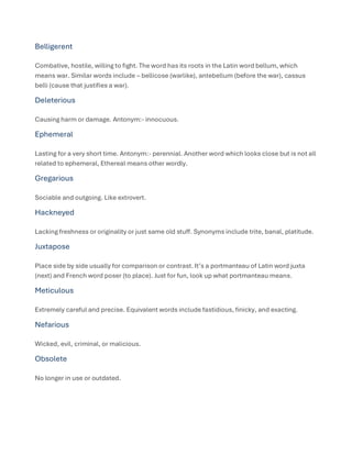 Examining the SAT Word List: 20 of the Most Frequently Used Words | PDF