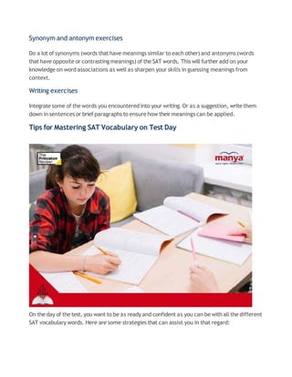 Examining the SAT Word List: 20 of the Most Frequently Used Words | PDF