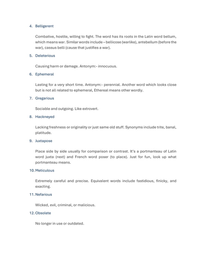 Exploring the SAT Vocabulary List: 20 of the Most Common Word | PDF