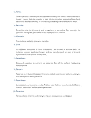 Exploring the SAT Vocabulary List: 20 of the Most Common Word | PDF