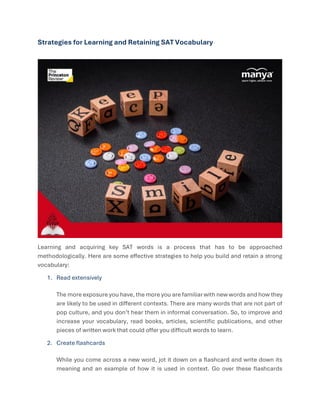 Exploring the SAT Vocabulary List: 20 of the Most Common Word | PDF