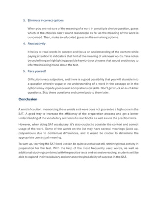 Exploring the SAT Vocabulary List: 20 of the Most Common Word | PDF