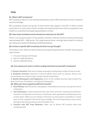 Exploring the SAT Vocabulary List: 20 of the Most Common Word | PDF