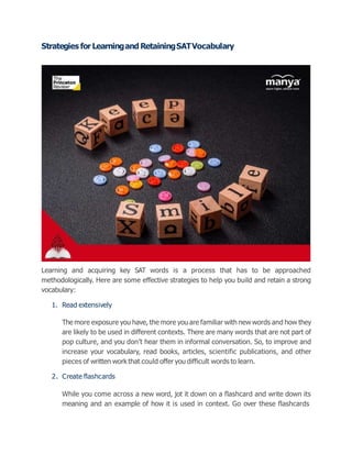 Exploring the SAT Vocabulary List: 20 of the Most Common Word | PDF