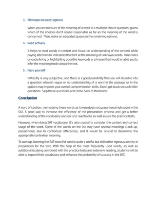 Exploring the SAT Vocabulary List: 20 of the Most Common Word | PDF