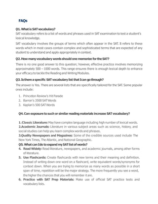 Exploring the SAT Vocabulary List: 20 of the Most Common Word | PDF