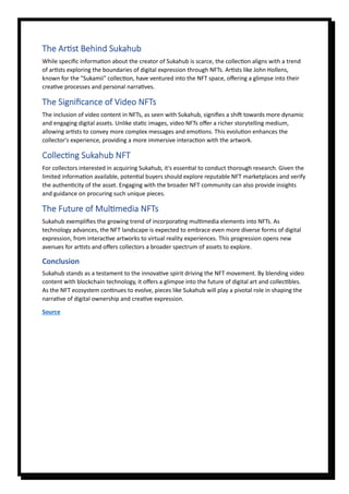 Exploring the Sukahub NFT A Unique Digital Asset | PDF