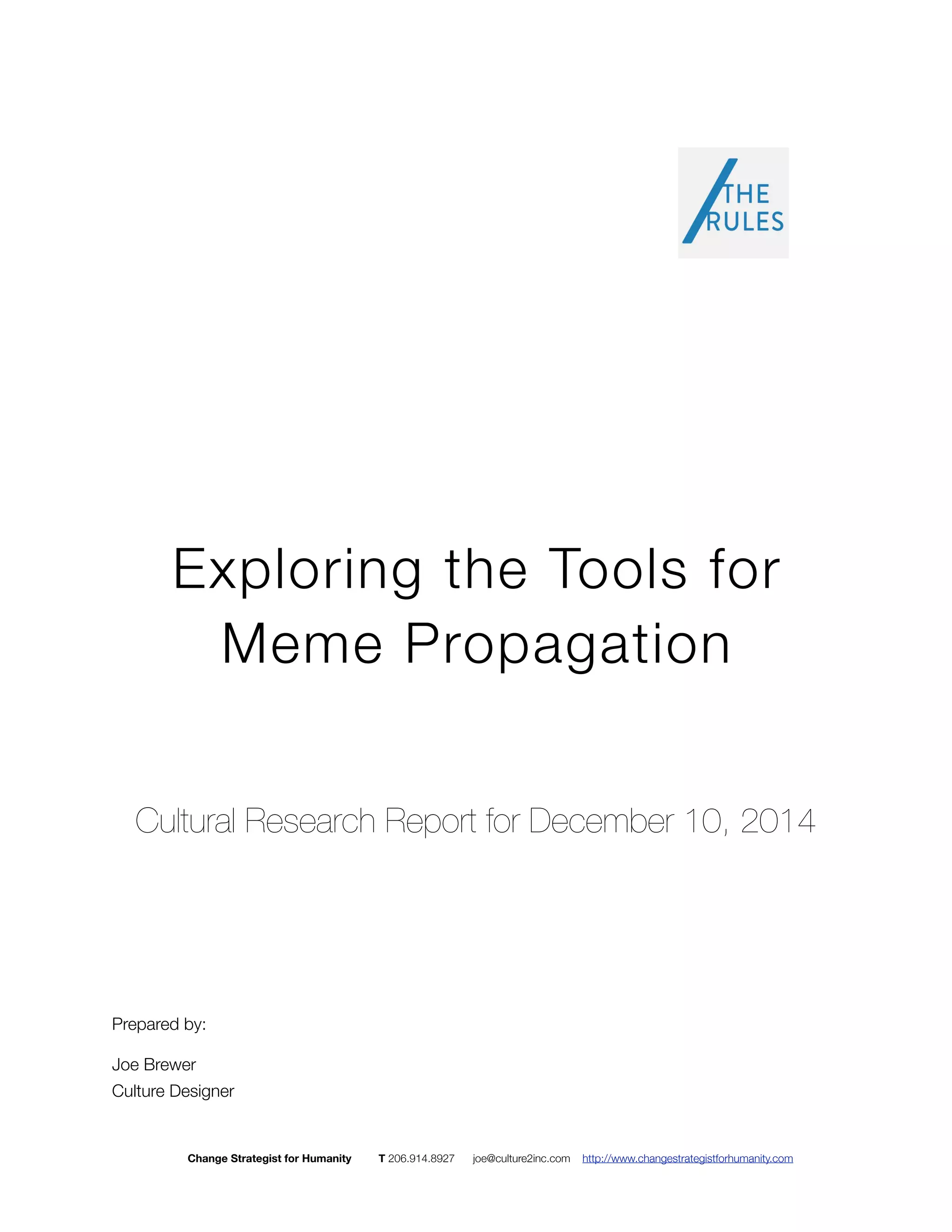 Exploring The Tools For Meme Propagation Pdf