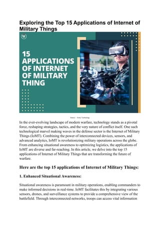 Top 15 Applications of Internet of Military Things | CIO Women Magazine ...