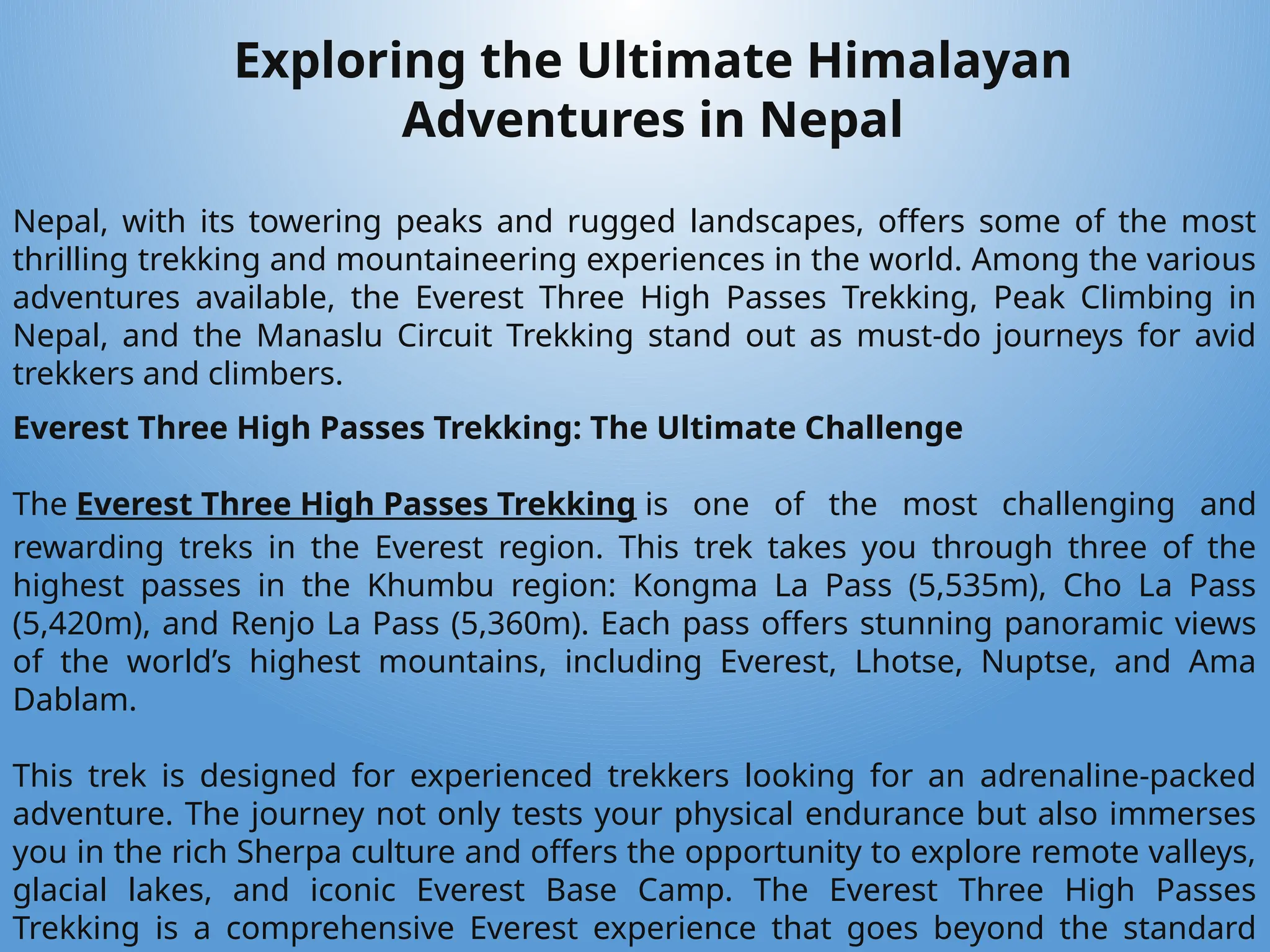 Exploring the Ultimate Himalayan Adventures in Nepal | PPT