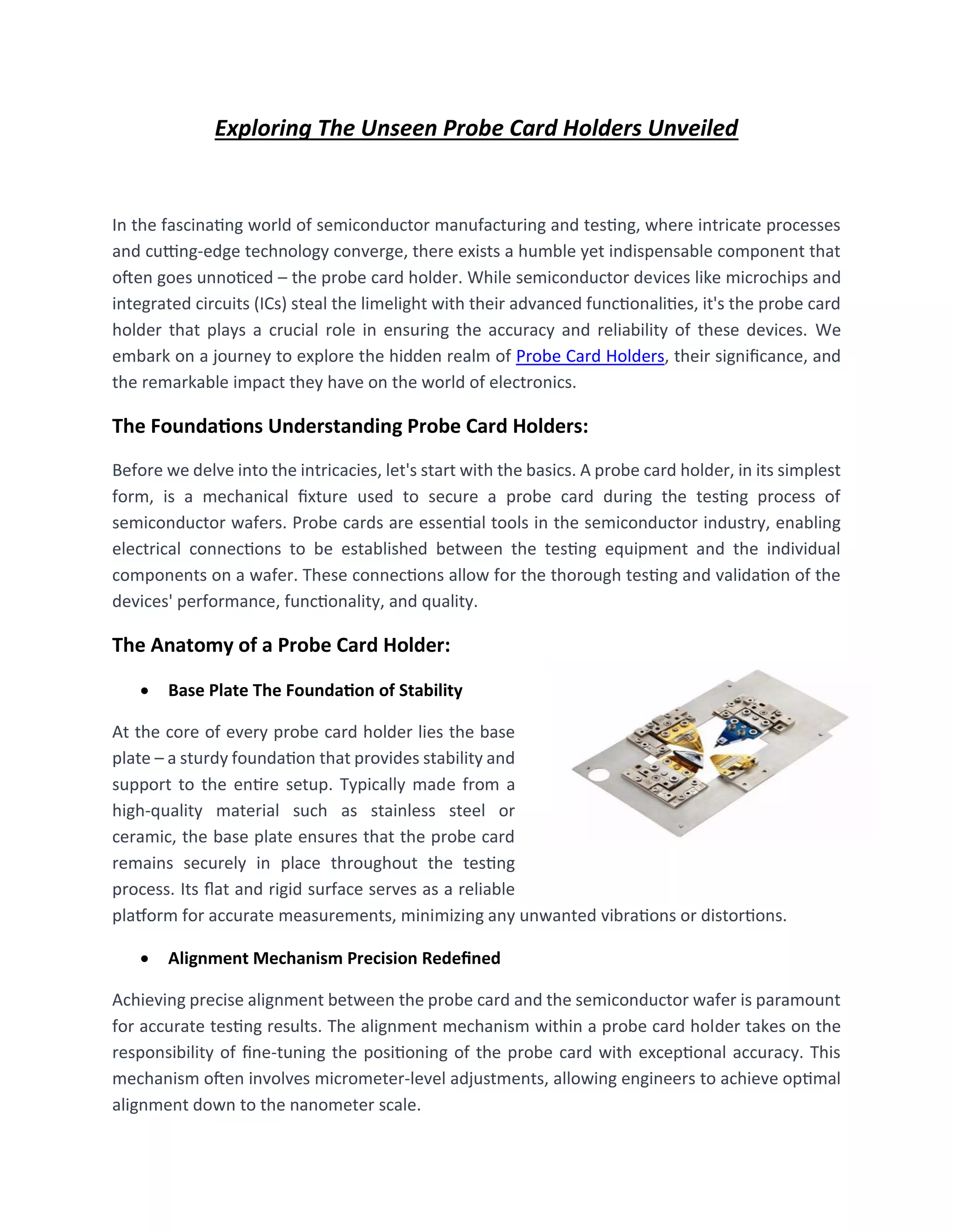 Exploring The Unseen Probe Card Holders Unveiled | PDF