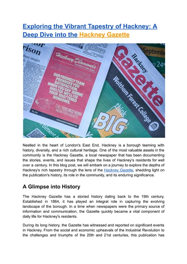 Exploring the Vibrant Tapestry of Hackney-A Deep Dive into the Hackney ...