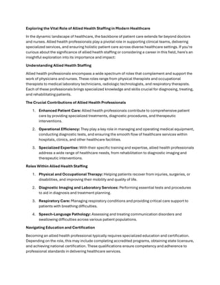 The Essential Role of Allied Health Professionals in Modern Healthcare ...