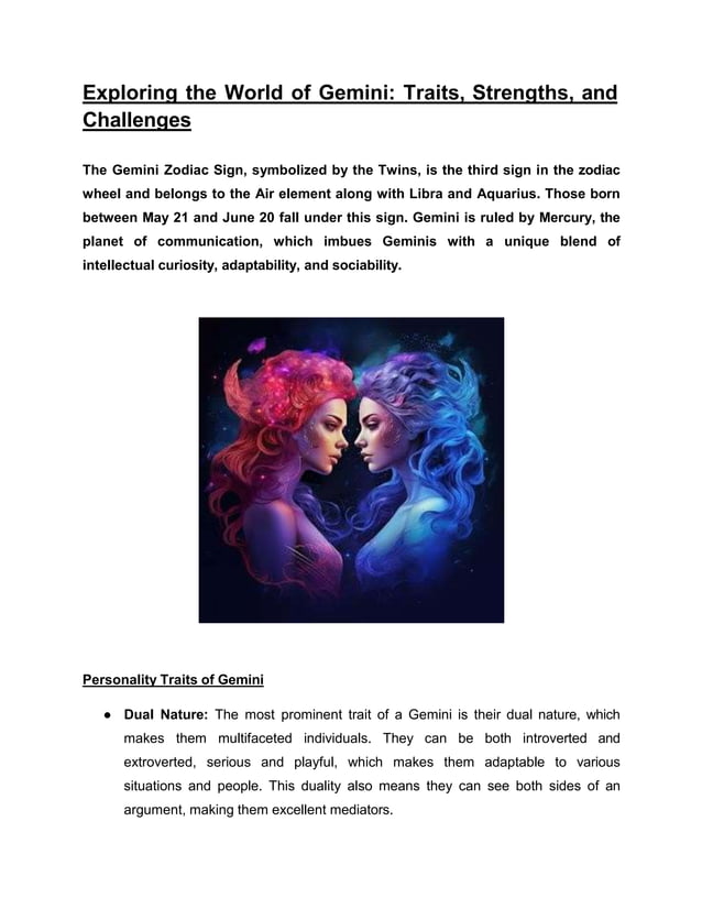 Exploring the World of Gemini_ Traits, Strengths, and Challenges.pptx