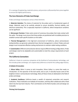 Exploring The World of Probe Card Design in California | PDF ...