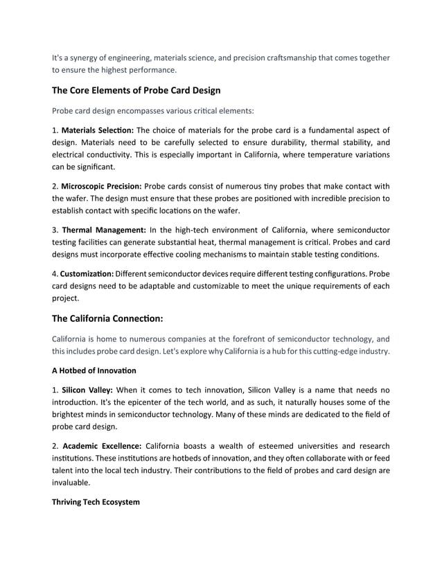 Exploring The World of Probe Card Design in California | PDF ...
