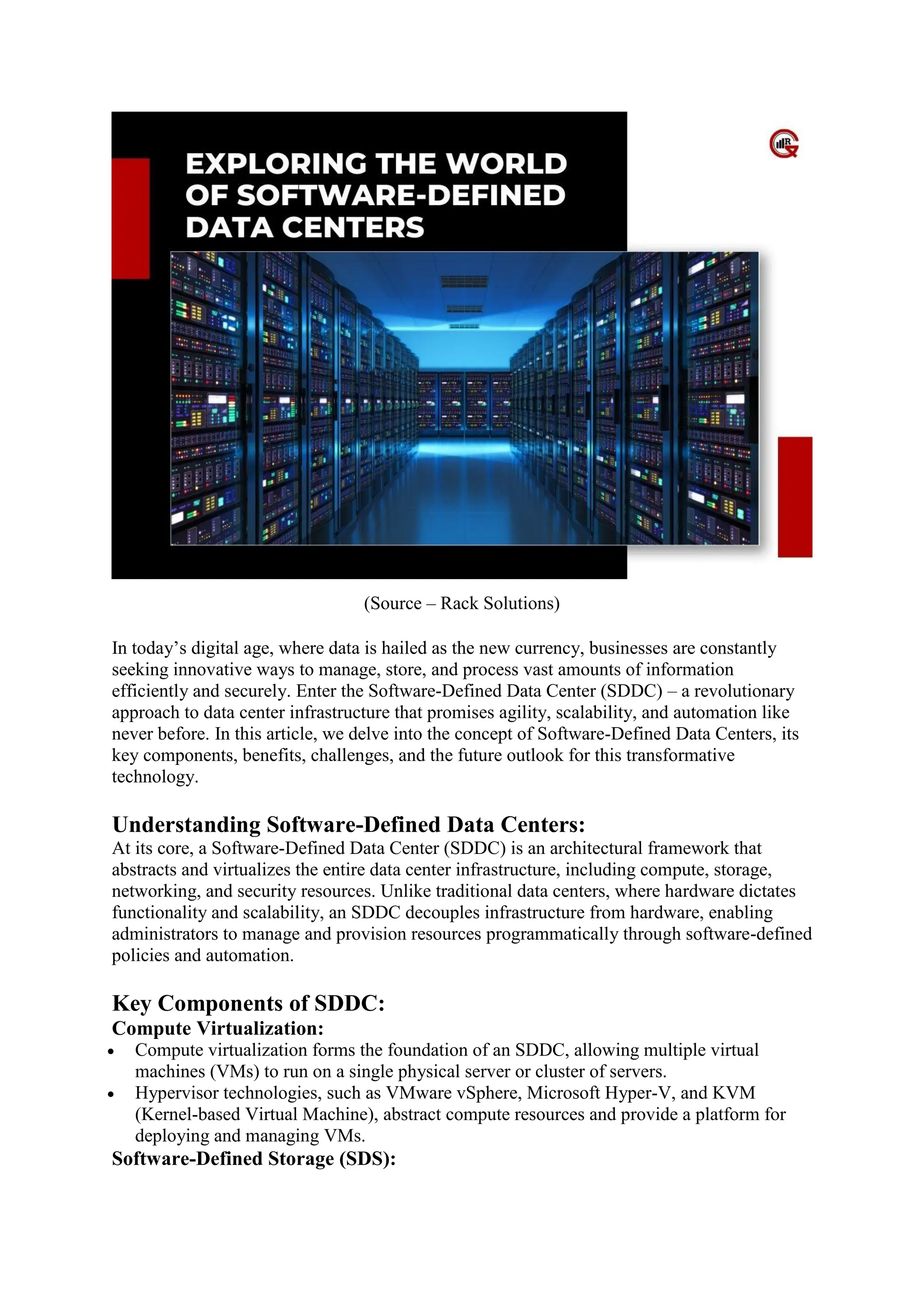 Software-Defined Data Centers: Understanding, Key Components, Benefits, Challenges and ...