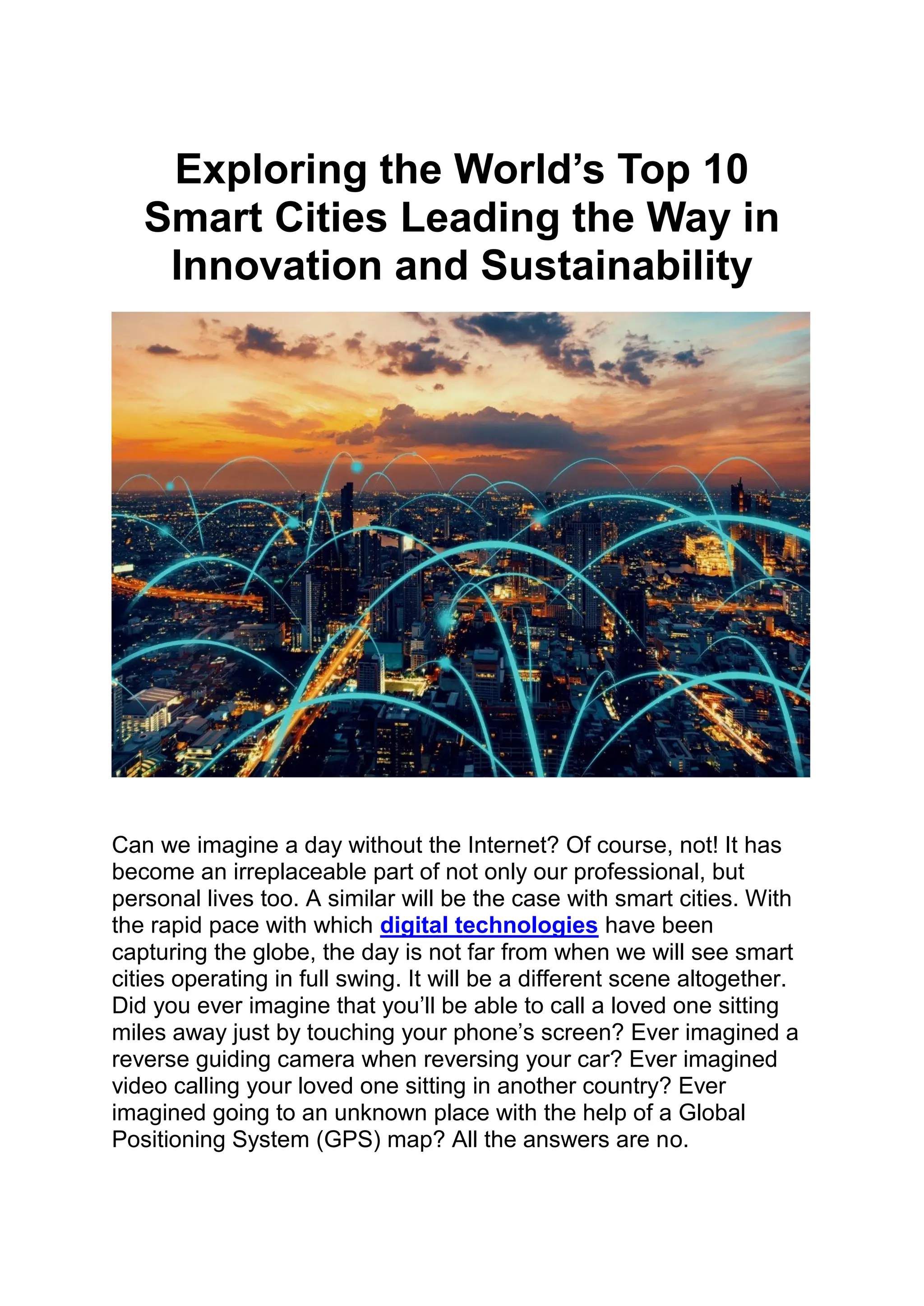 Exploring the World’s Top 10 Smart Cities Leading the Way in Innovation ...