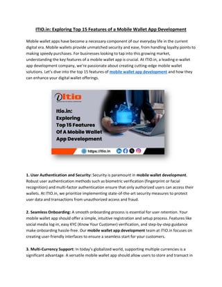 Exploring Top 15 Features of a Mobile Wallet App Development | PDF