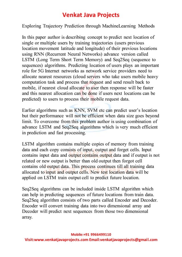 Exploring Trajectory Prediction Through Machine Learning Methods Docx Internet Computing