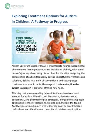 Exploring Treatment Options for Autism in Children: A Pathway to ...