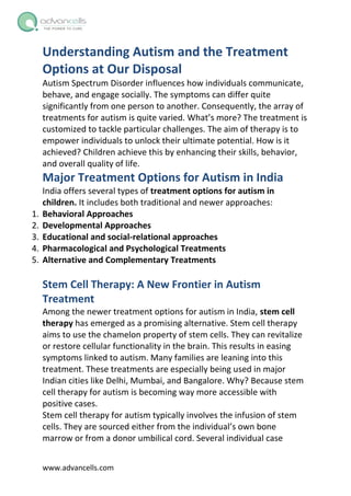 Exploring Treatment Options for Autism in Children: A Pathway to ...