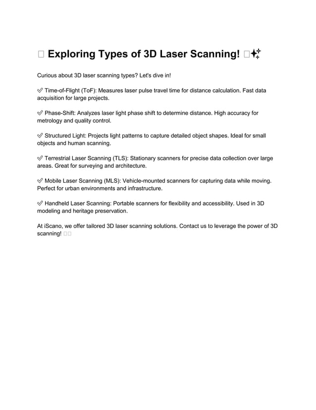 🔍 Exploring Types of 3D Laser Scanning! 📐 | PDF