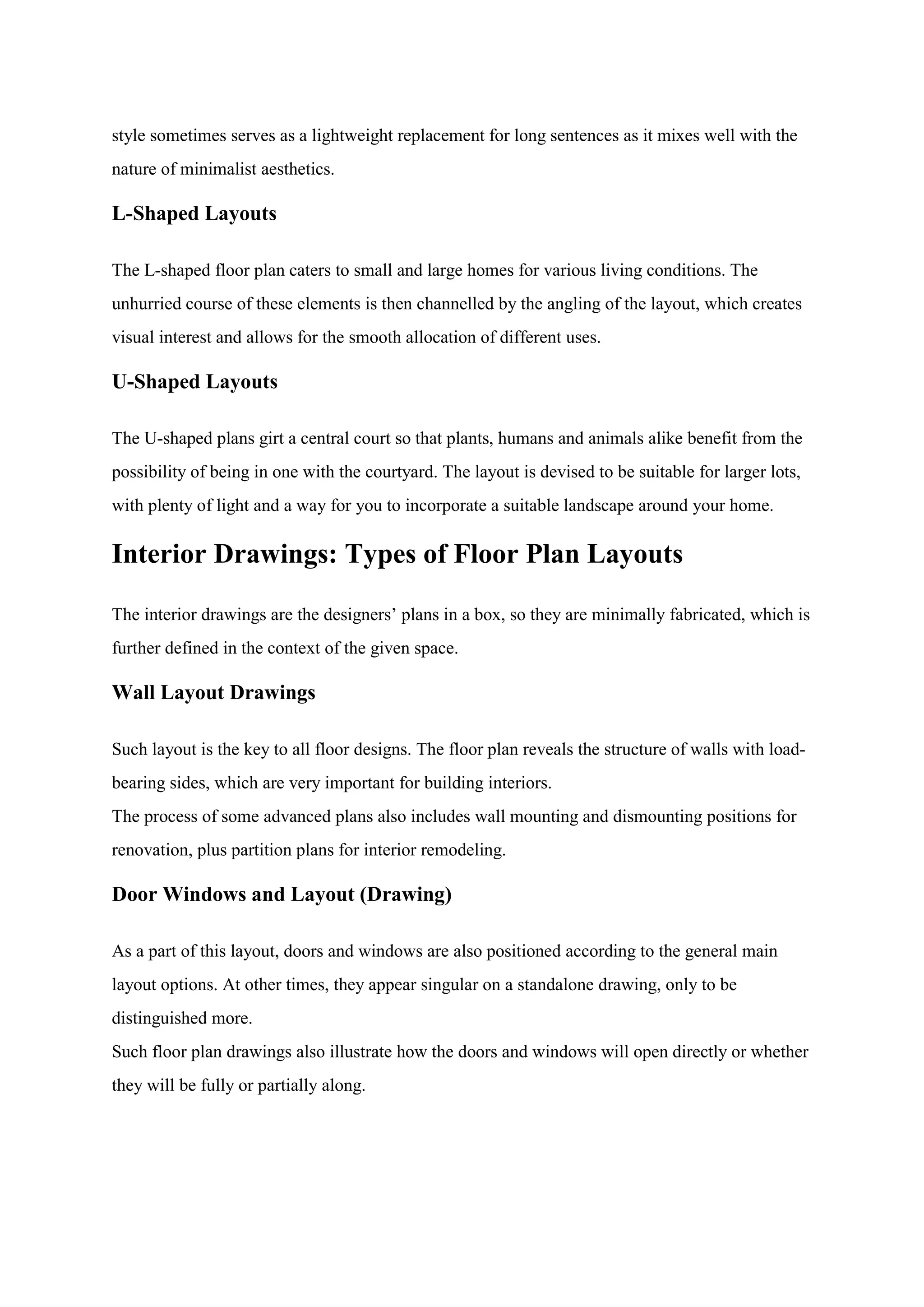 Exploring Types of Floor Plan Layouts in Interior Design Drawings. | PDF