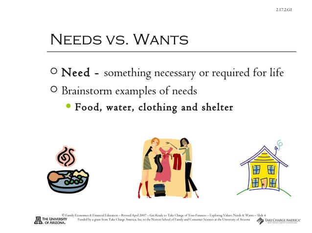 Exploring Needs and Wants | PPT