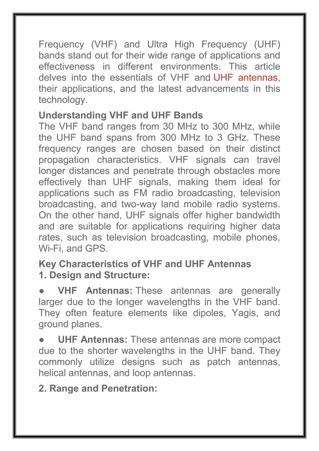 Exploring VHF and UHF Antennas: Essentials, Applications, and ...