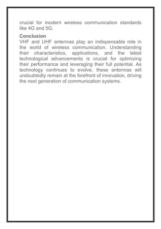 Exploring VHF and UHF Antennas: Essentials, Applications, and Advancements | PDF