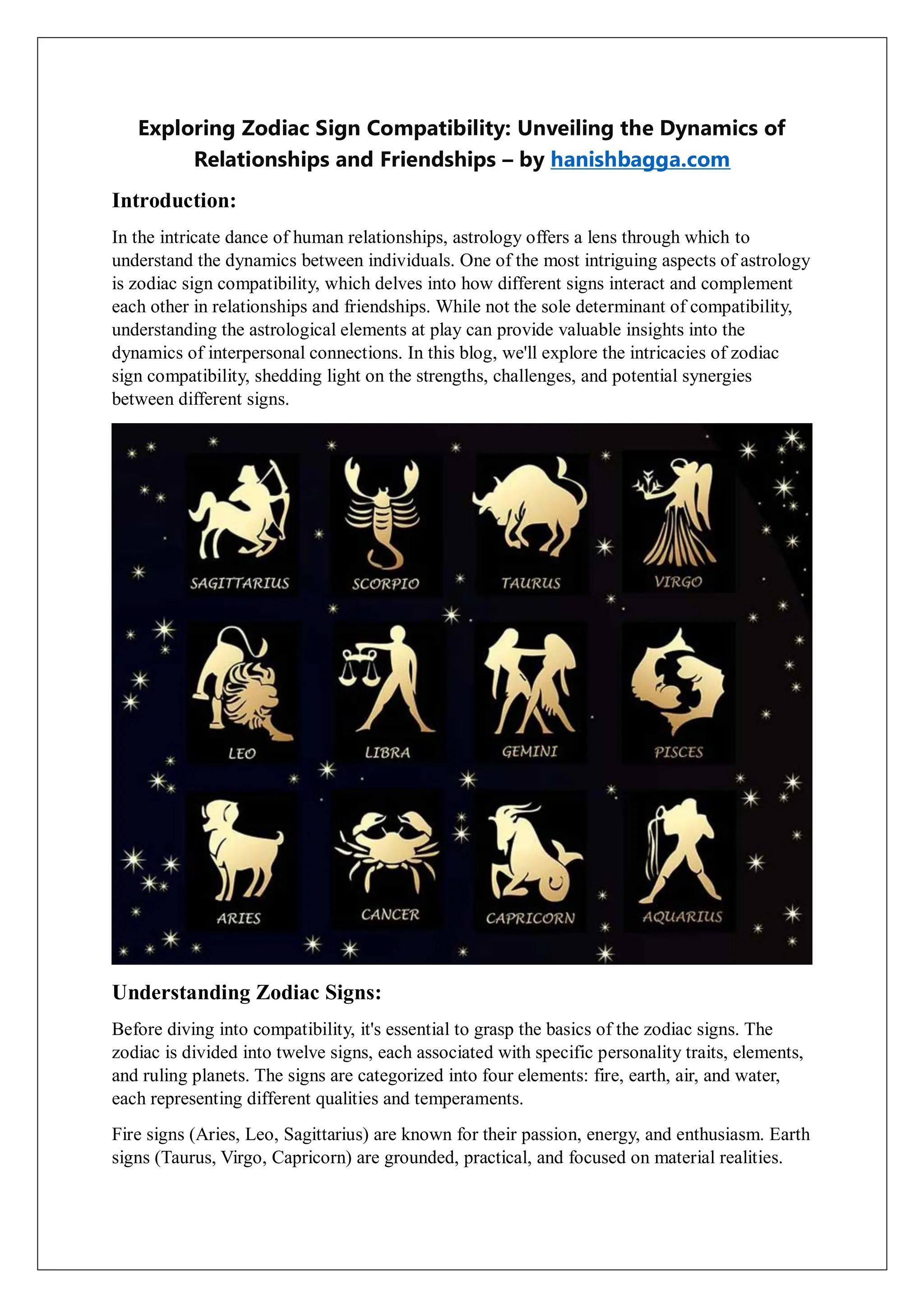 Exploring Zodiac Sign Compatibility..... | PDF