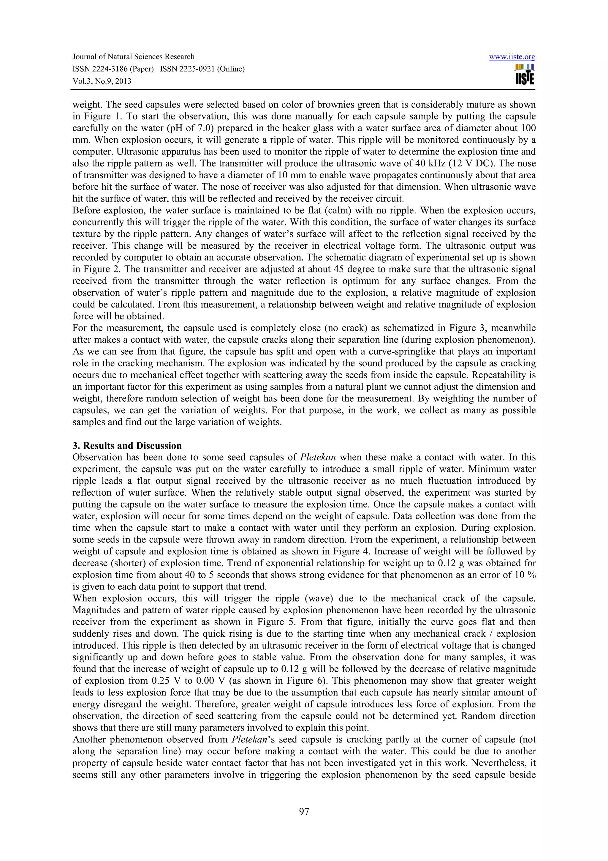 Explosion phenomenon observed from seed capsules of pletekan (ruellia ...