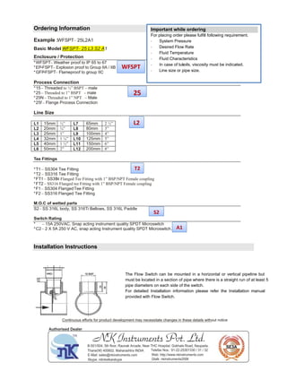 Explosionproof Bellow operated Paddle type Flow Switch EPFSPT | PDF ...