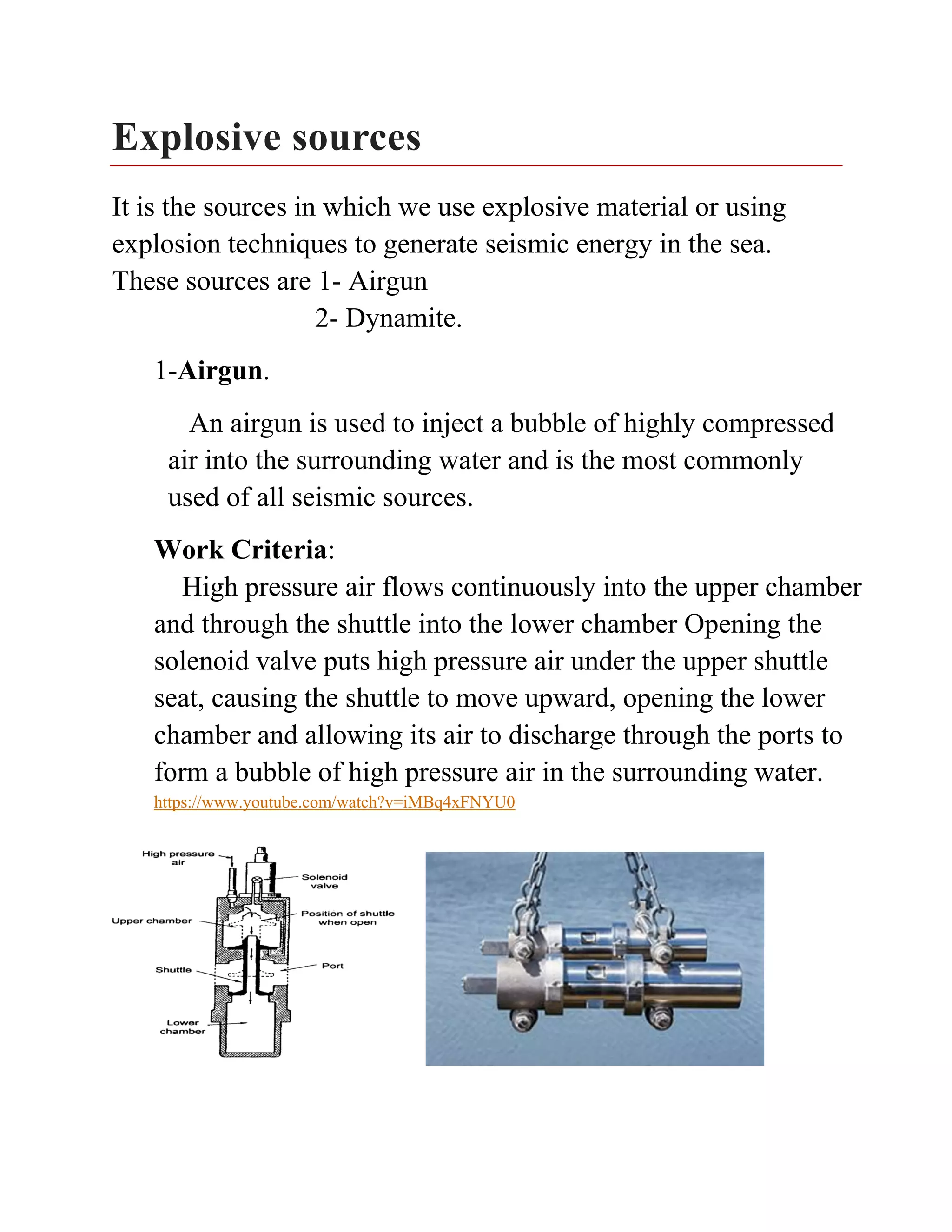 Explosive and non explosive energy sources in marine acquisition ...