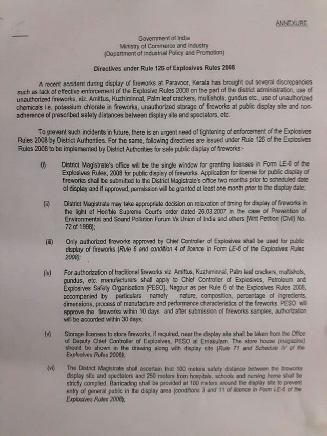 Explosive license new order on 3.4.2017