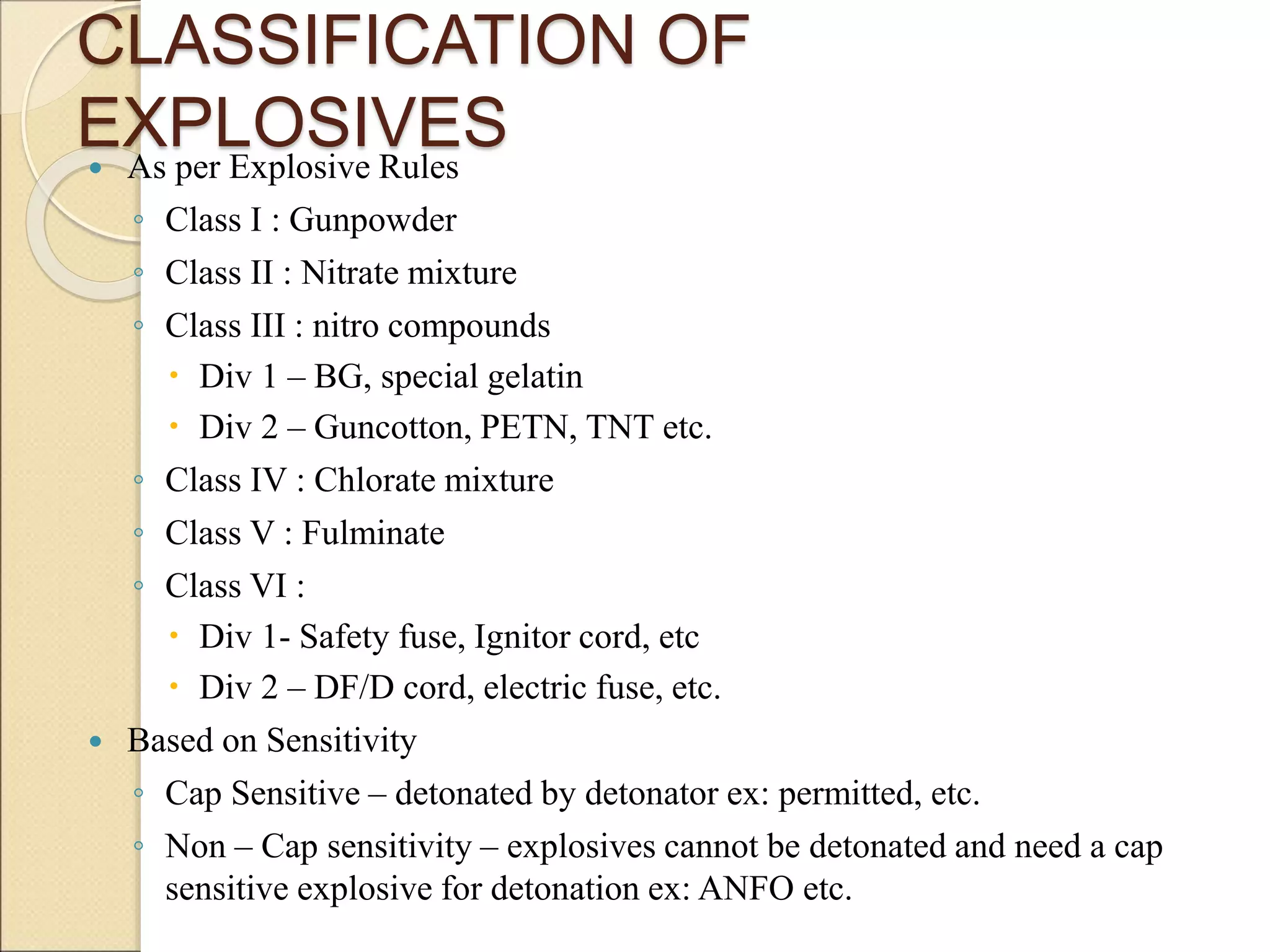 Explosives and accesories | PPT