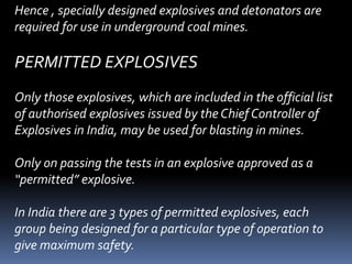 Explosives and blasting in underground coal mining | PPT