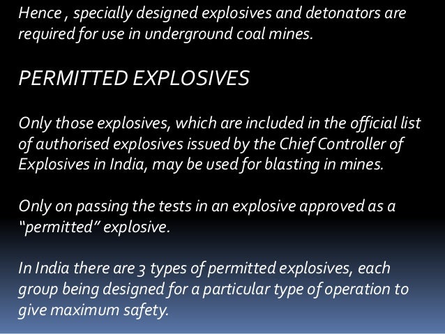 Explosives and blasting in underground coal mining