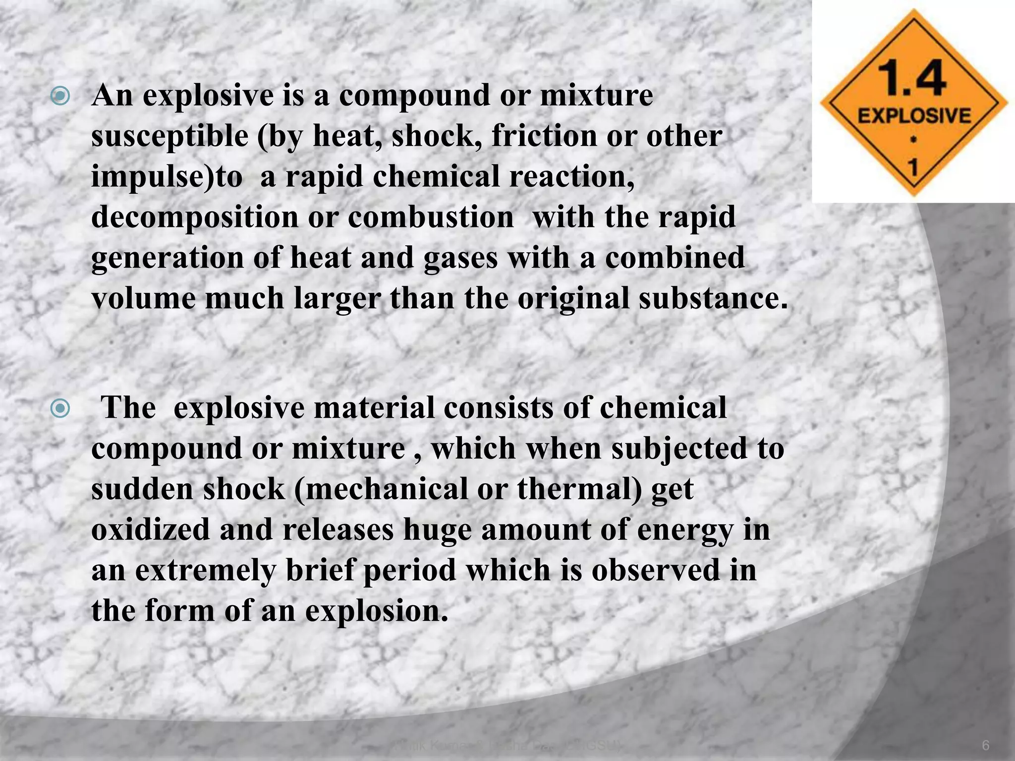 Explosives and its classification | PDF