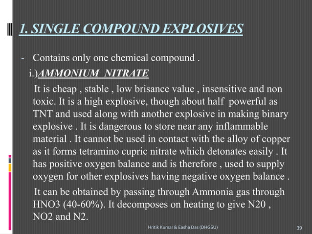 Explosives and its classification | PDF
