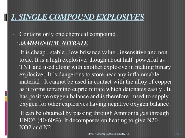 Explosives and its classification