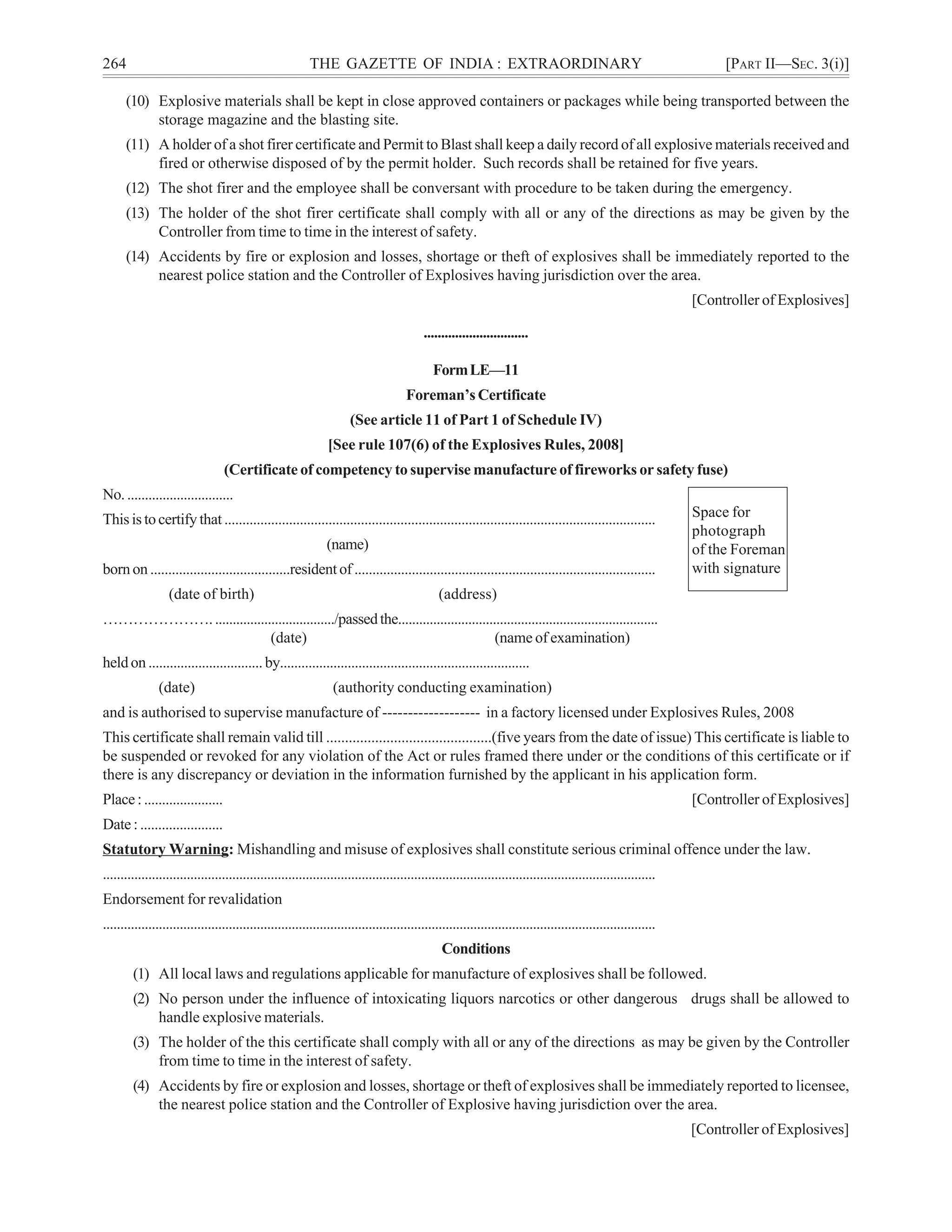 Explosives rules 2008 | PDF