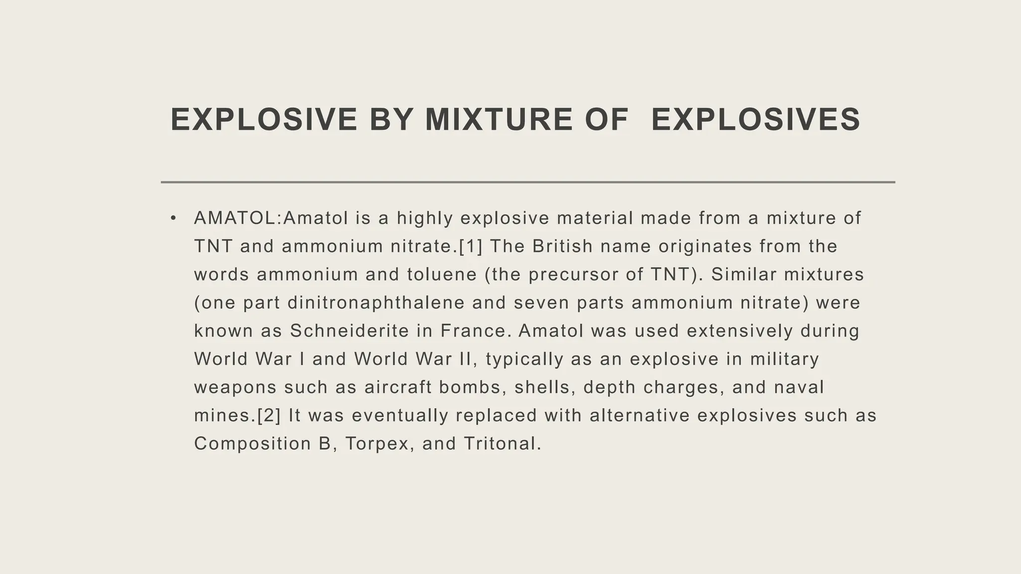 Explanation , characterisation and synthesis of explosives | PPTX