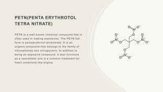 Explanation , characterisation and synthesis of explosives | PPTX