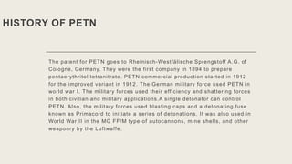 Explanation , characterisation and synthesis of explosives | PPTX